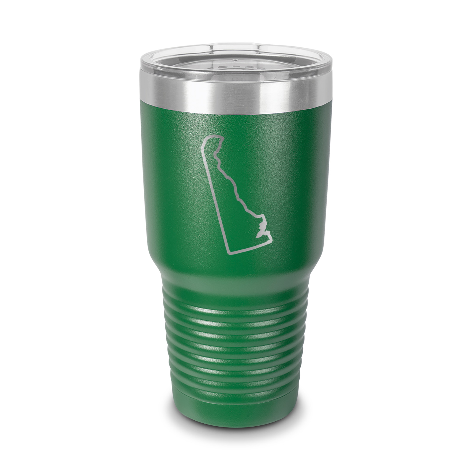 Delaware Outline Tumbler 30 oz - Laser Engraved w/ Clear Lid ...