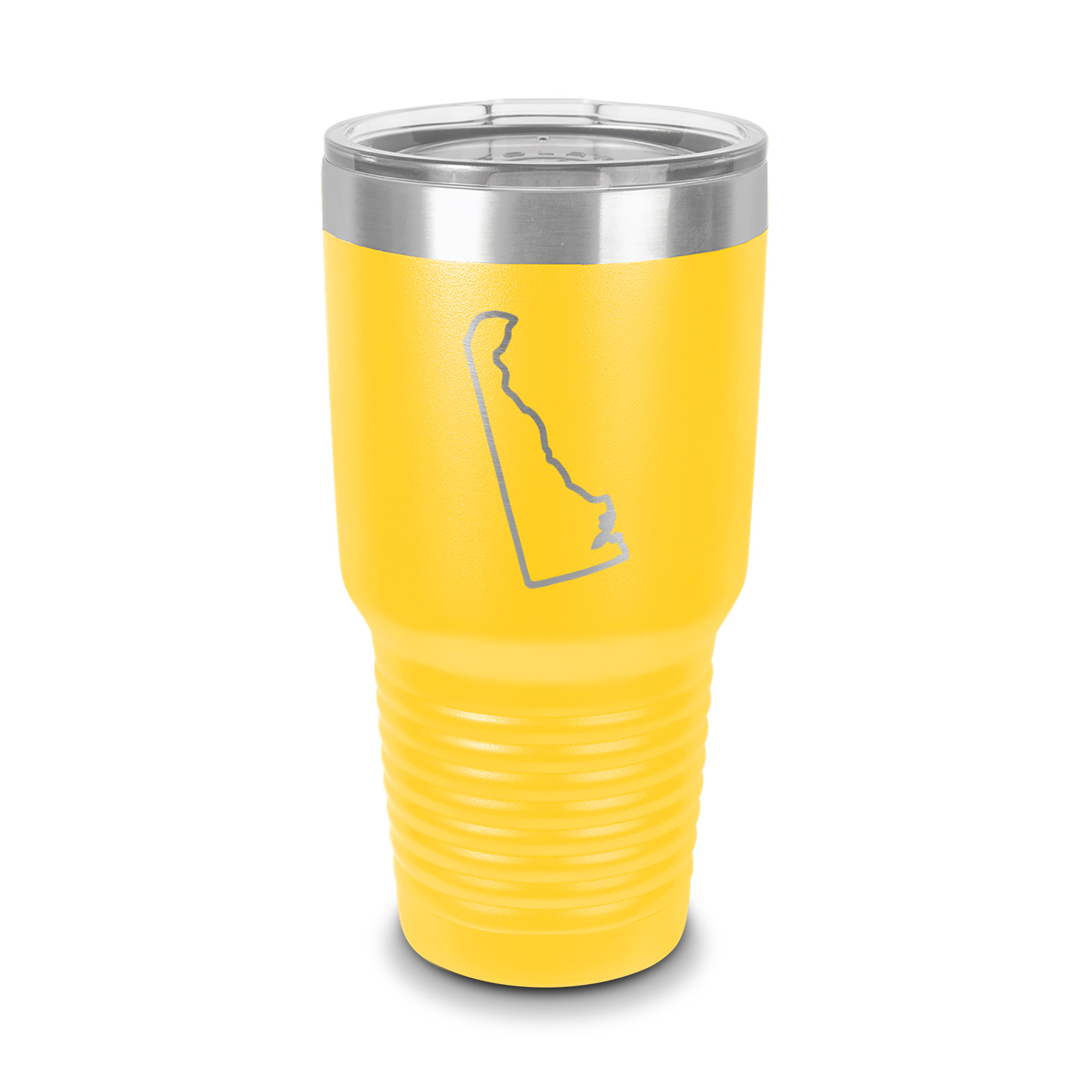 Delaware Outline Tumbler 30 oz - Laser Engraved w/ Clear Lid ...