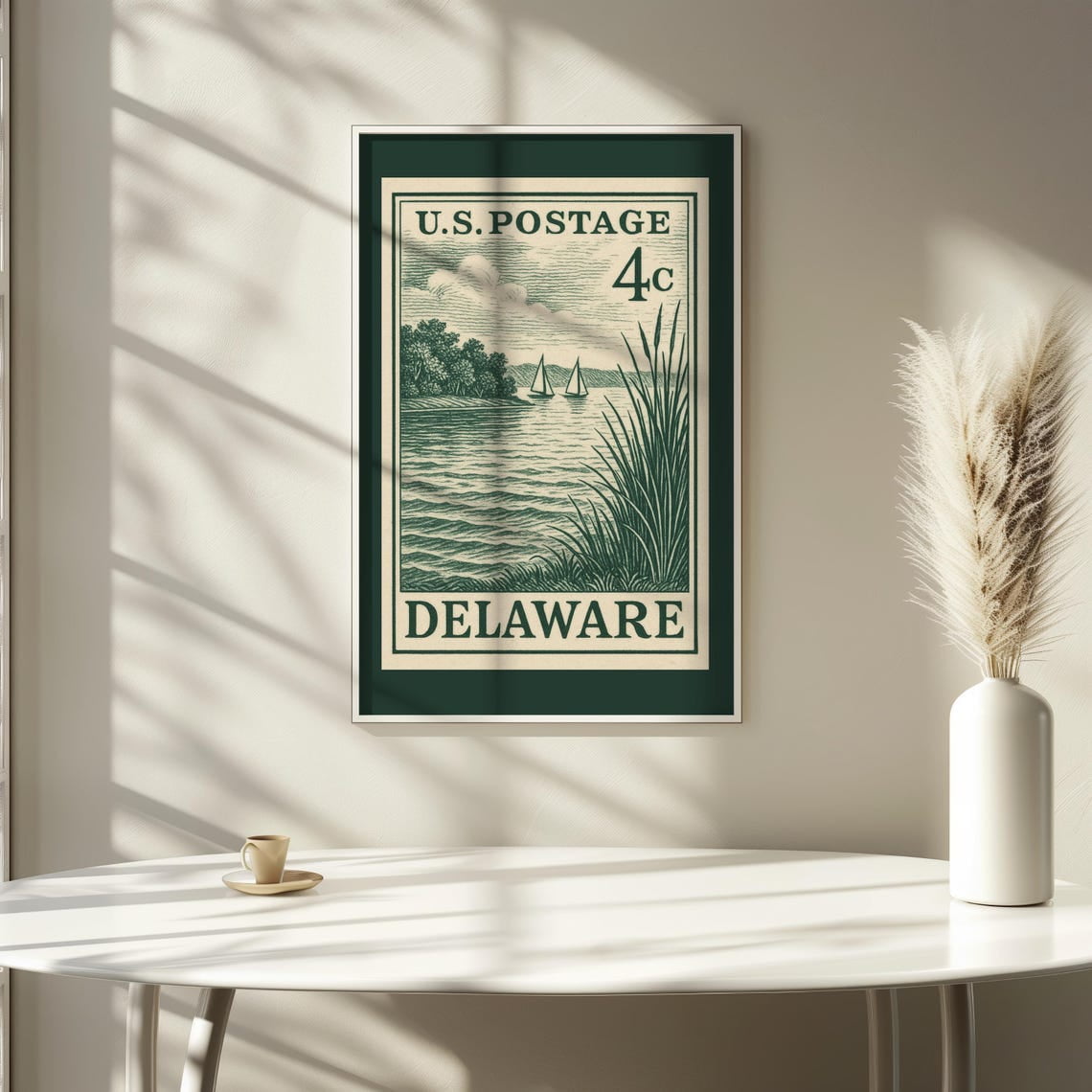 Delaware Postage Stamp Poster Vintage Style Us State Wall Art Retro ...
