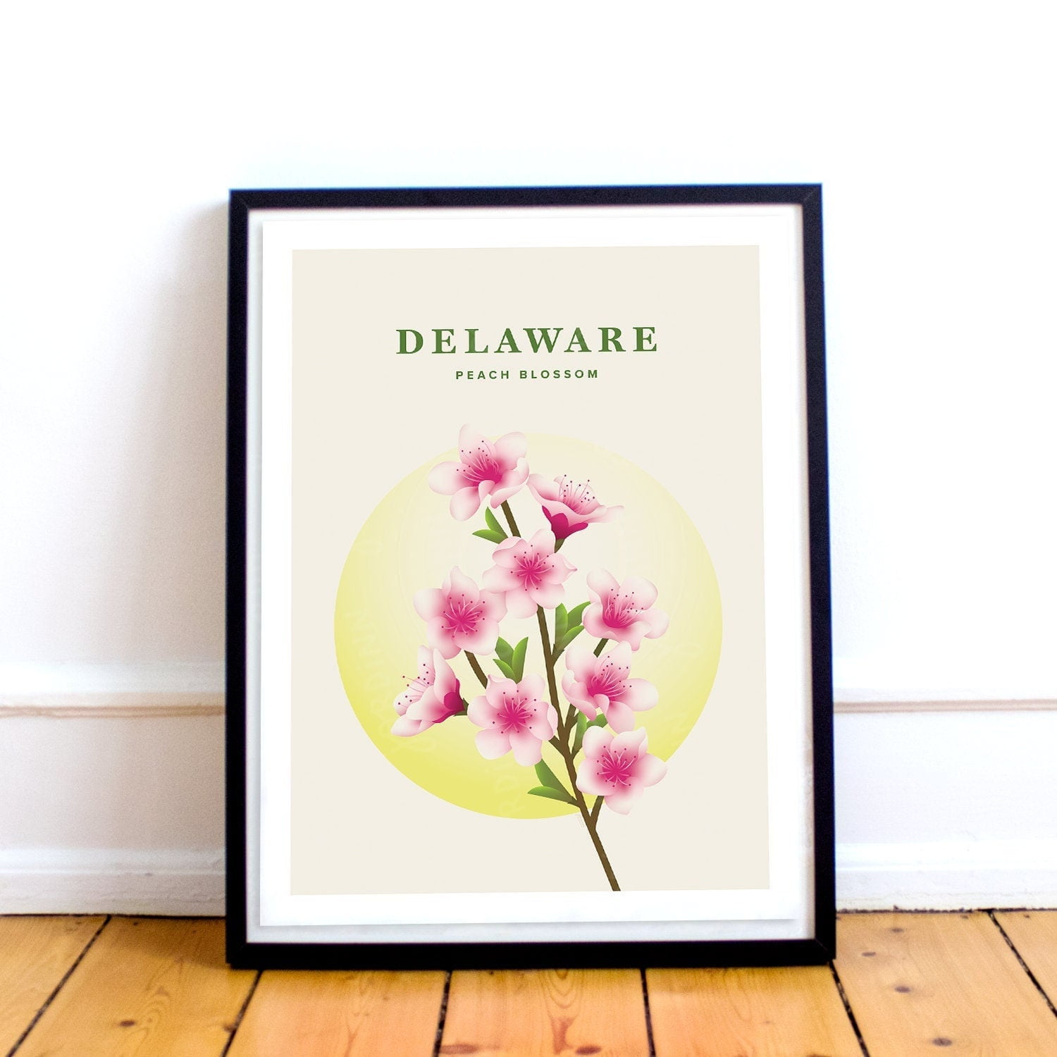 Delaware Print – Delaware State Flower Poster, Peach Blossom ...