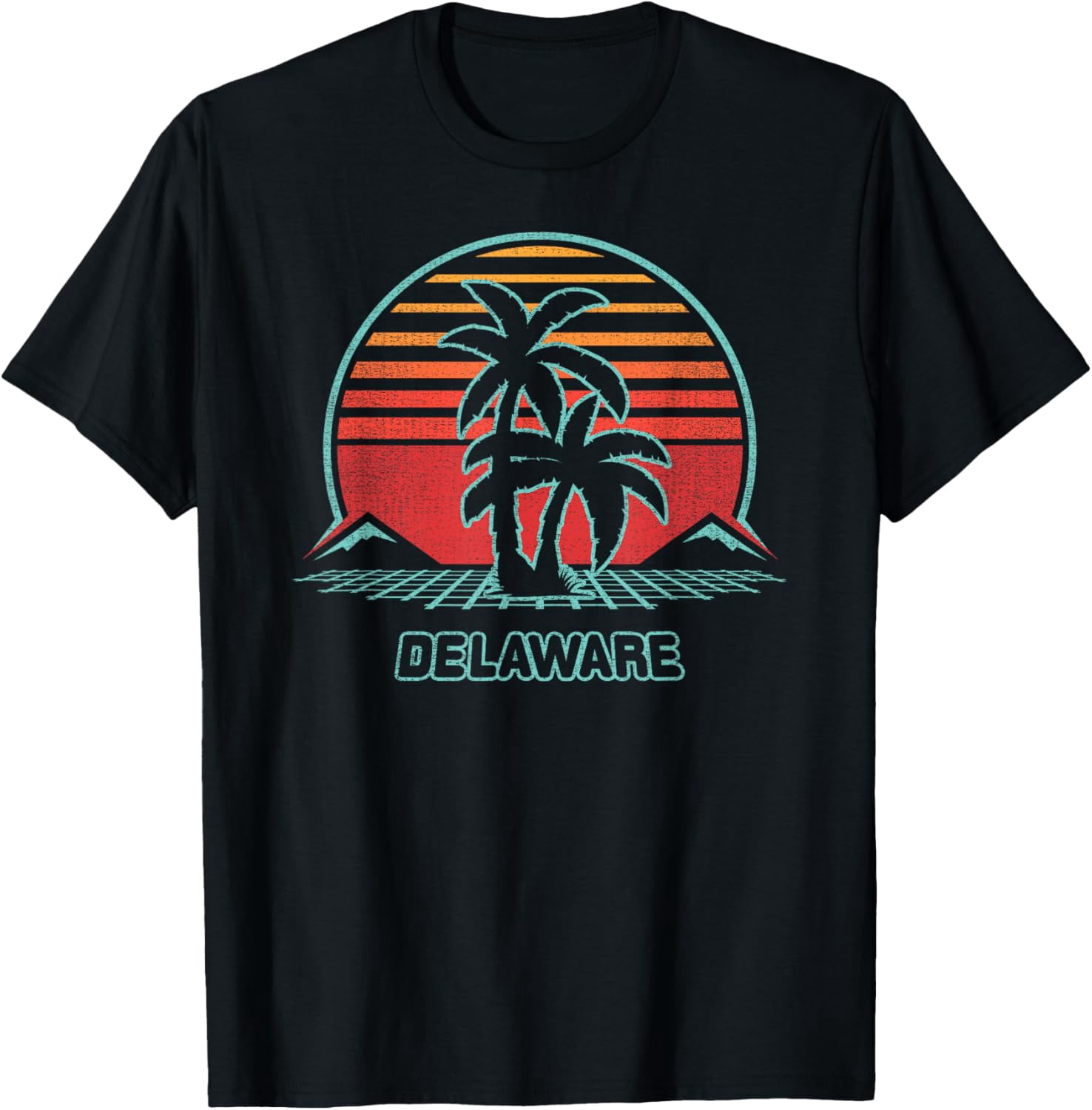 Delaware Retro Palm Tree Beach 80s Style T-ShirtMen's and women's gift ...
