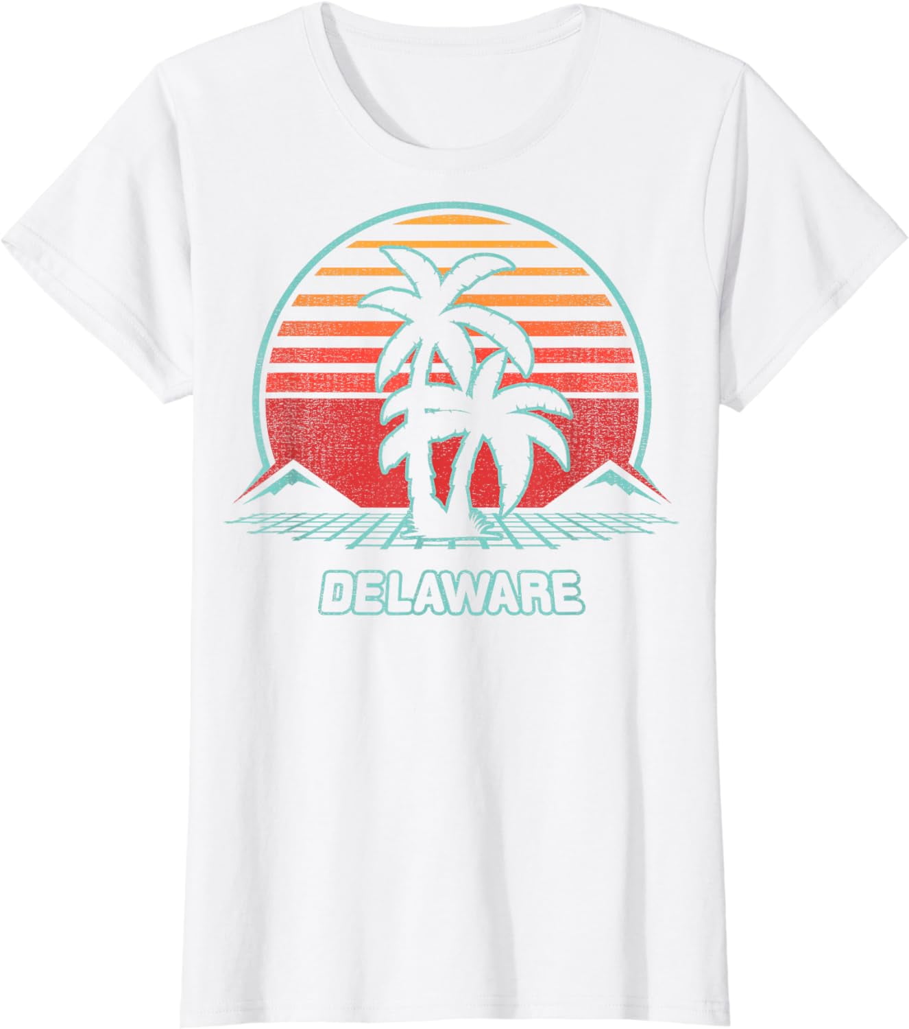 Delaware Retro Palm Tree Beach 80s Style T-Shirt - Walmart.com