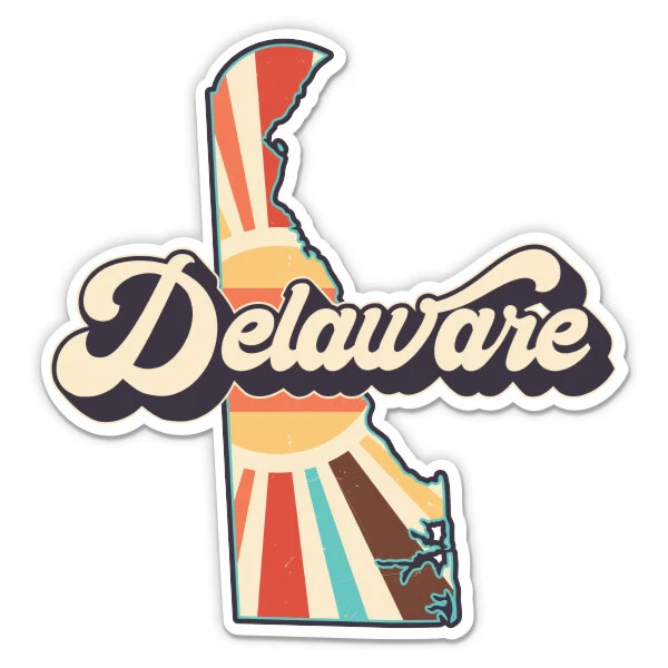 Delaware Retro Style State Sticker Phone Decal Water Bottle Stickers ...