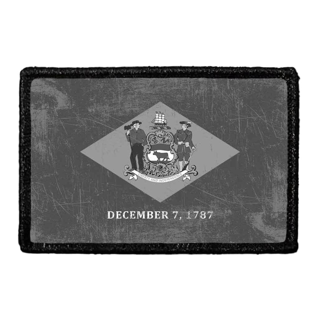 Delaware State Flag - Black and White - Distressed - Removable Patch ...