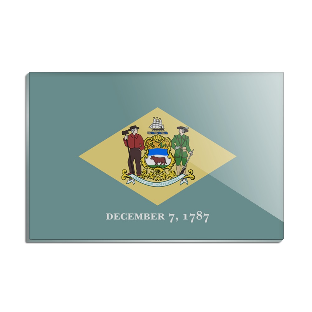 Delaware State Flag Rectangle Acrylic Fridge Refrigerator Magnet ...