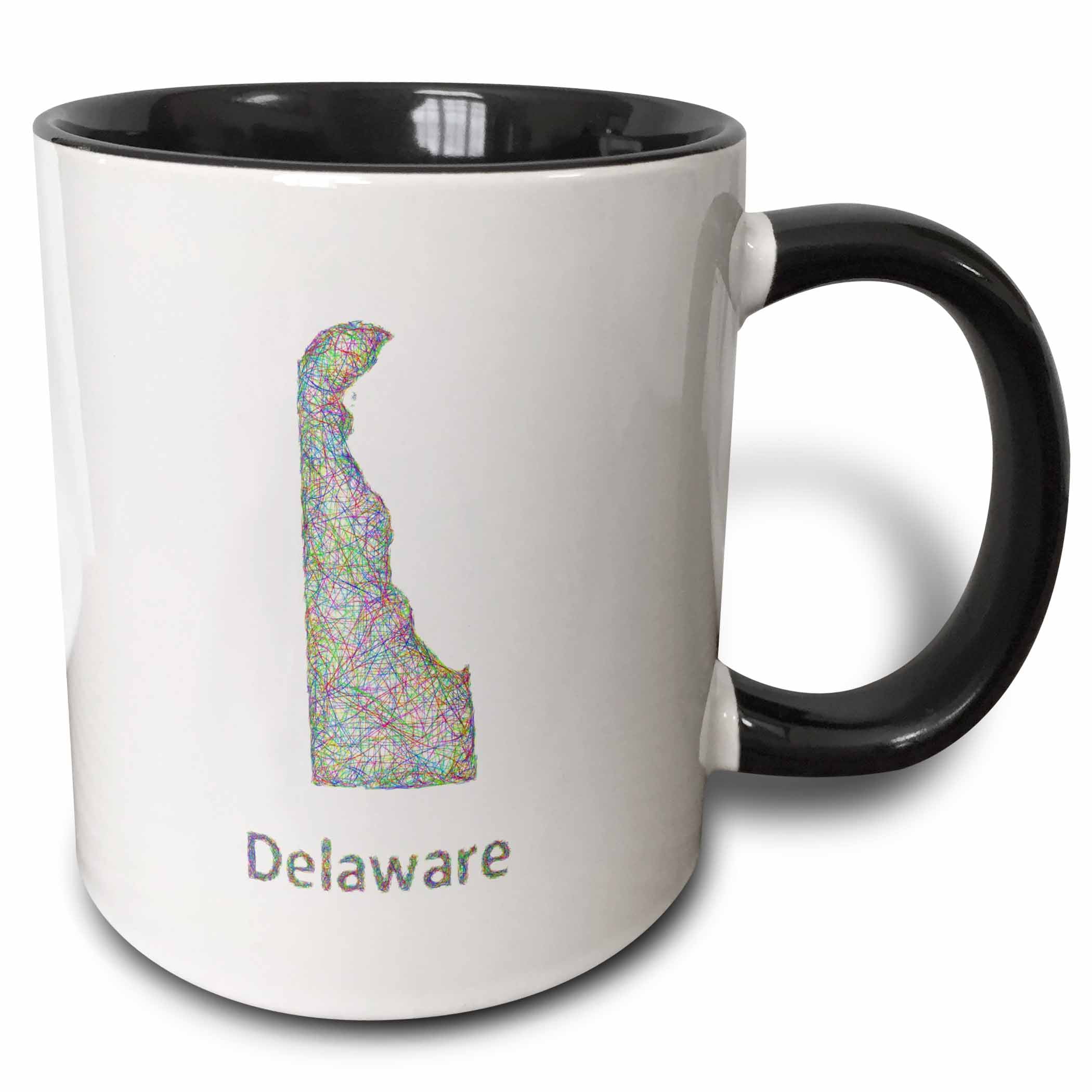 3drose, Delaware State Map - Colorful Line Art Graphic Design, 11oz Two ...