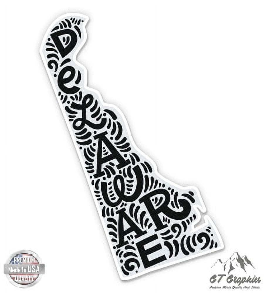 Delaware State Shape Cute Letters Native Local - 8" Vinyl Sticker - For ...