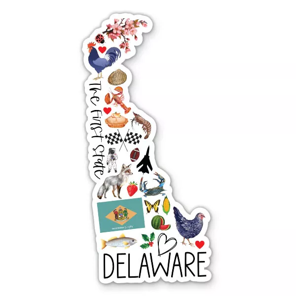 Delaware State Travel Sticker Phone Decal Water Bottle Stickers Car ...