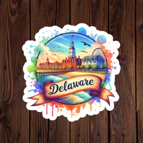 Delaware Sticker American Flag State Outline Novelty Laptop Sticker ...