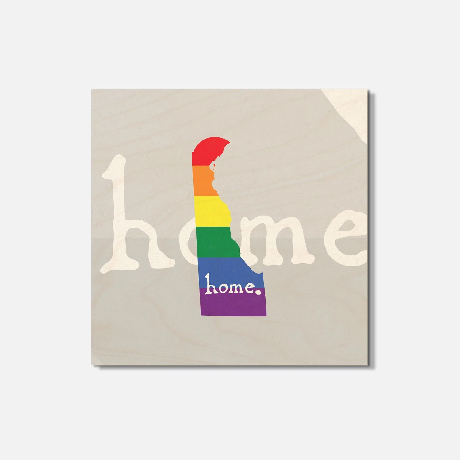 Delaware Usa State Rainbow Map Home 4'' X 4'' Square Wooden Coaster ...
