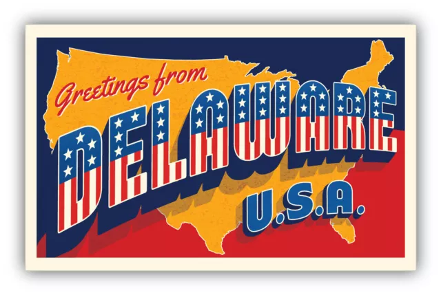 Delaware Usa State Vintage Greetings Sticker Phone Decal Water Bottle ...