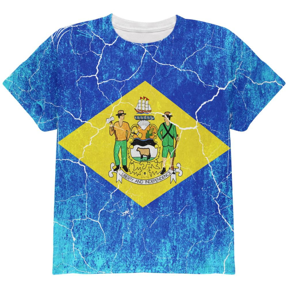 Delaware Vintage Distressed State Flag All Over Youth T Shirt Multi YMD ...