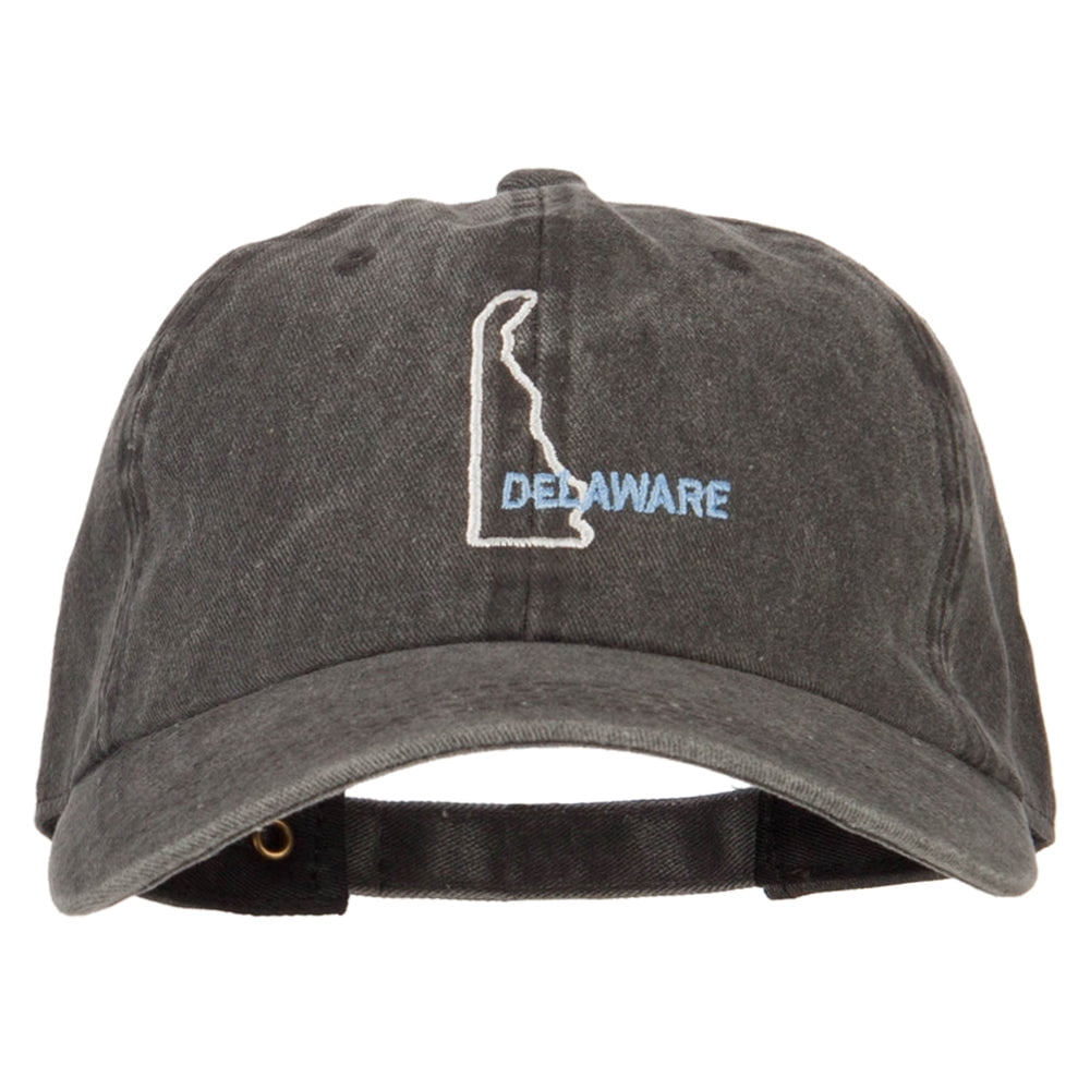 Delaware with Map Outline Embroidered Washed Cotton Twill Cap - Black ...