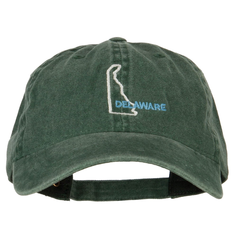 Delaware with Map Outline Embroidered Washed Cotton Twill Cap - Dk ...