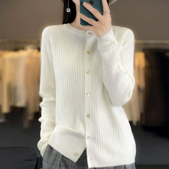 Delayuji Women's Cardigan Sweater Long Sleeve Cable Knit Sweater Open ...