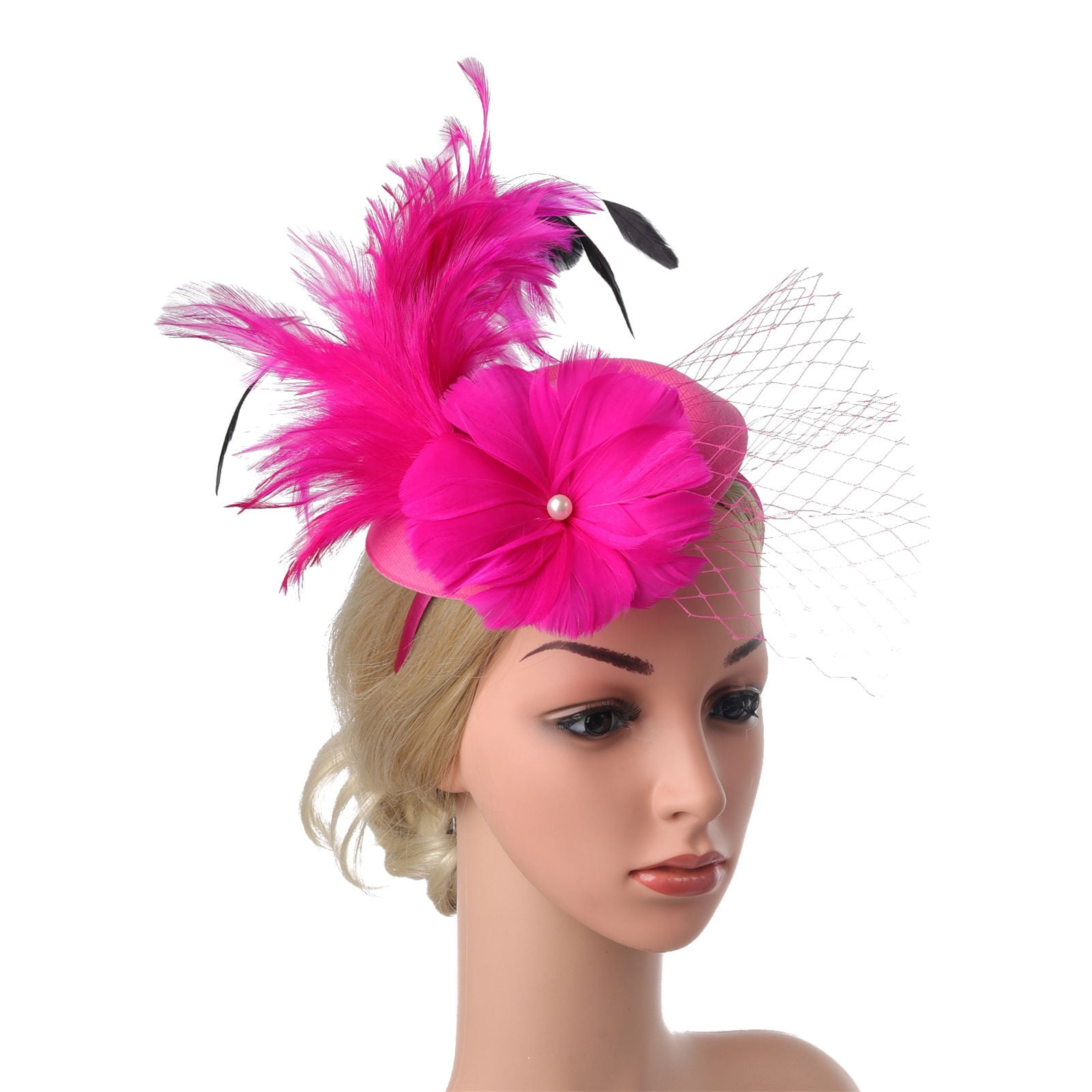 Delayuji Women's Fascinator Wedding Hat Pillbox Hat Tea Headband Clips ...