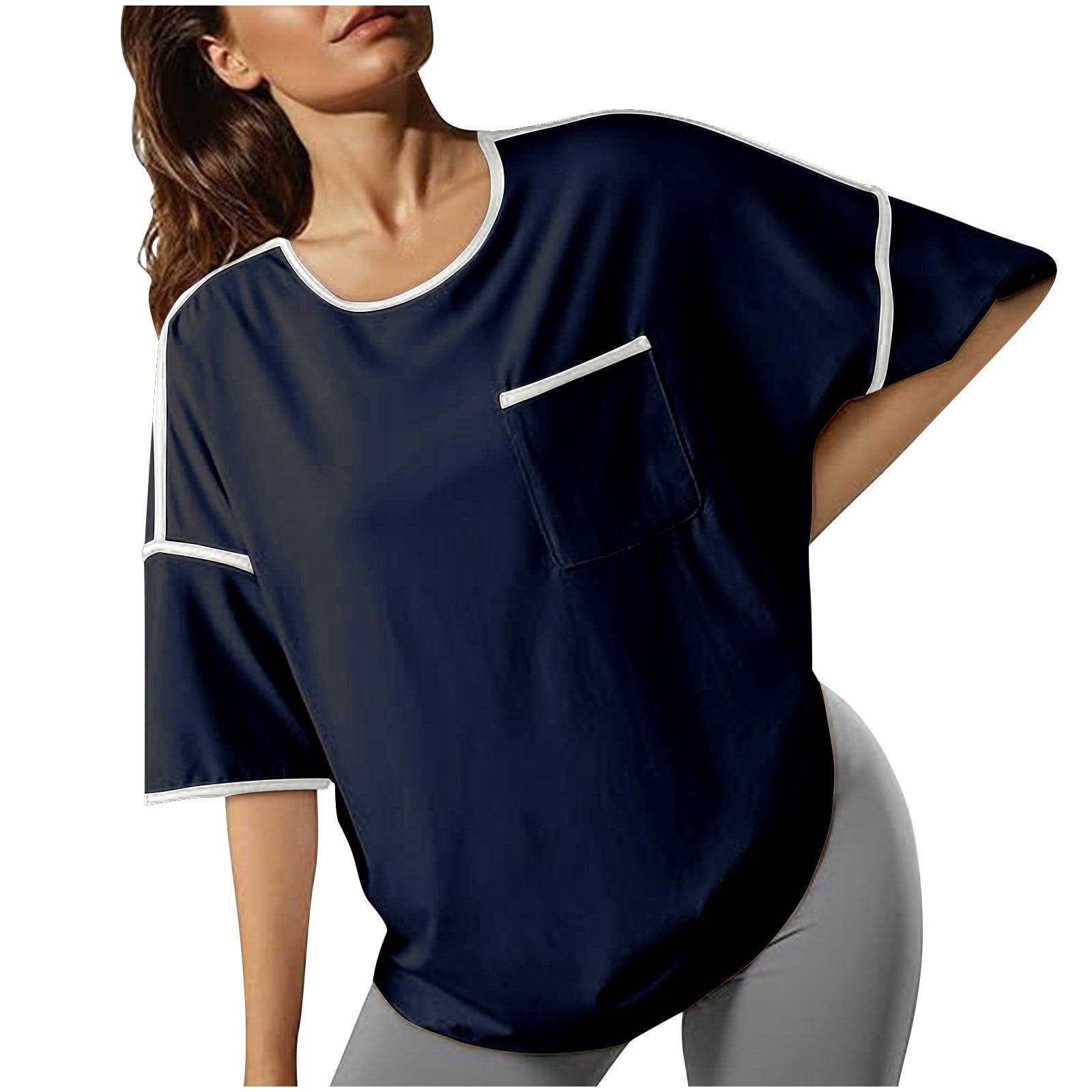 Delayuji Women's Fashion Casual Half Sleeve Tops Crewneck Soft Knit ...