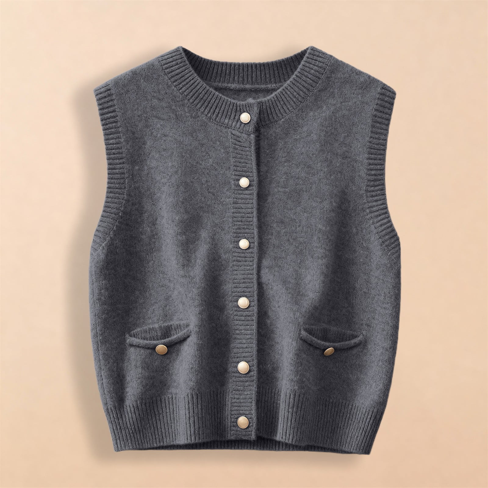 Delayuji Women's Sweater Vest Fashiona Casual Solid Color V Neck Long ...