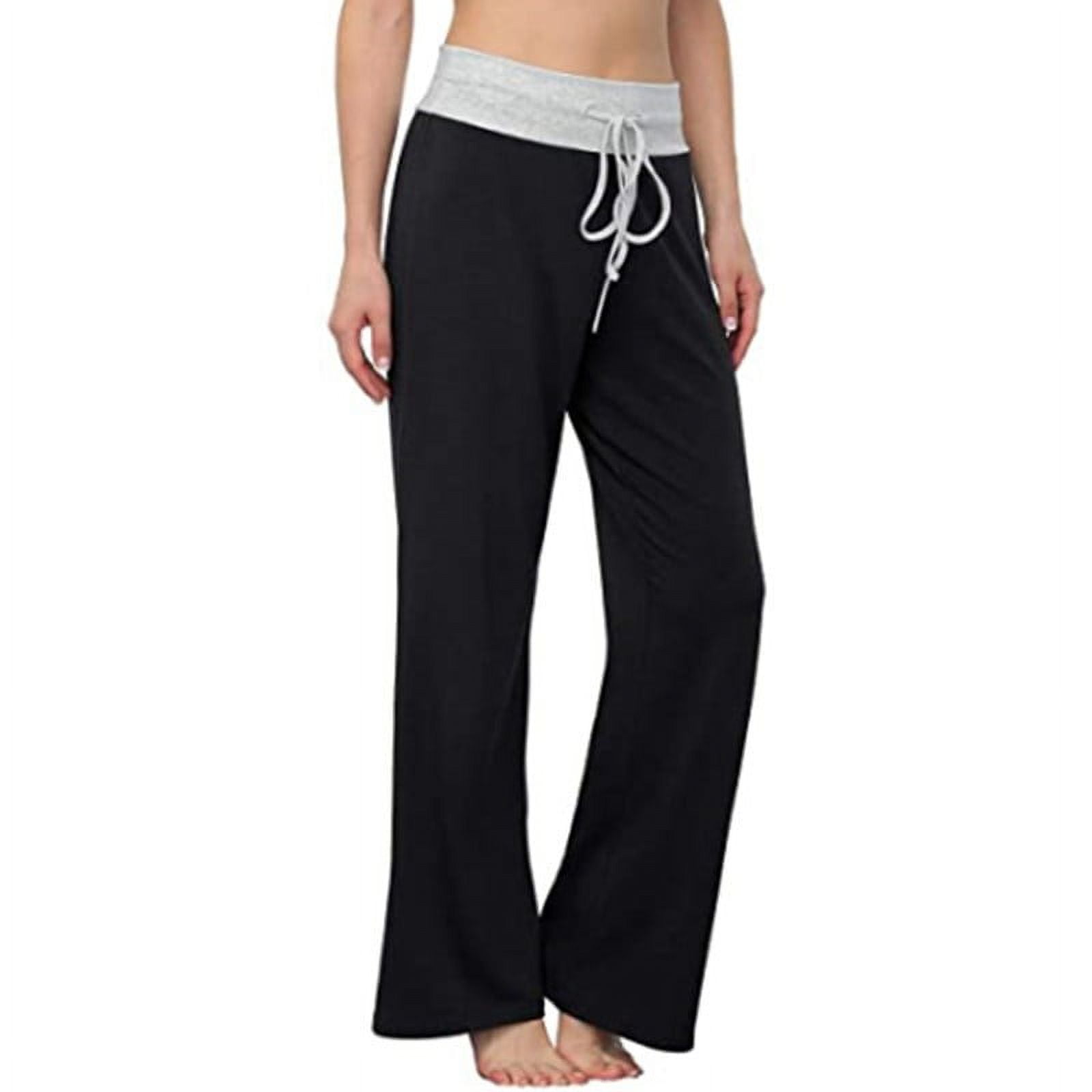 Delayuji Women's Sweatpants Wide Leg Pants Tie Up Stitch Color High ...