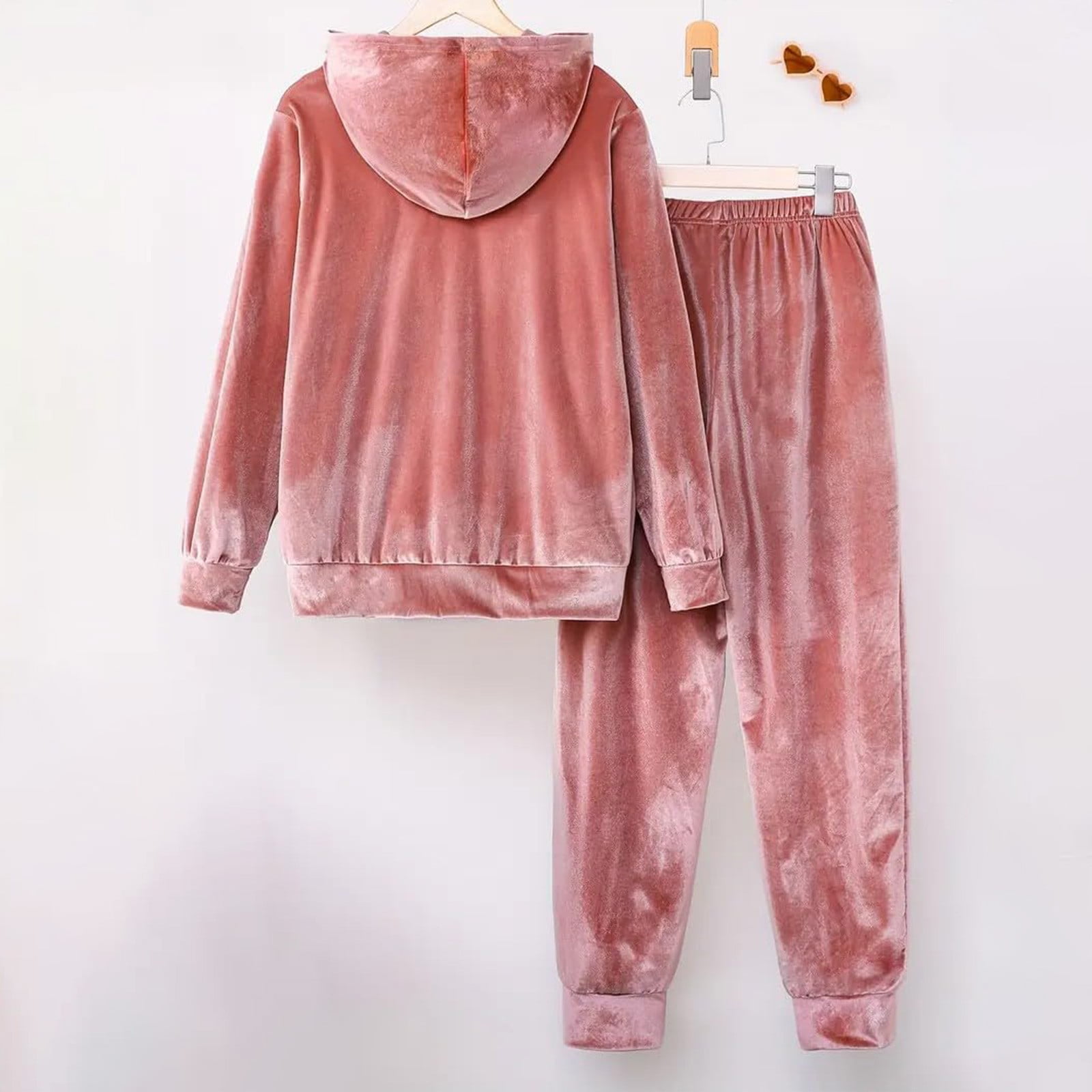 Delayuji Womens 2 Piece Sweatsuits Set Fall Velvet Long Sleeve Hoodie ...
