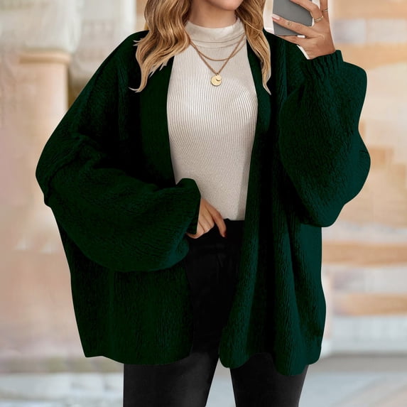 Delayuji Womens Oversized Cardigan Sweaters Open Front Chunky Knit ...
