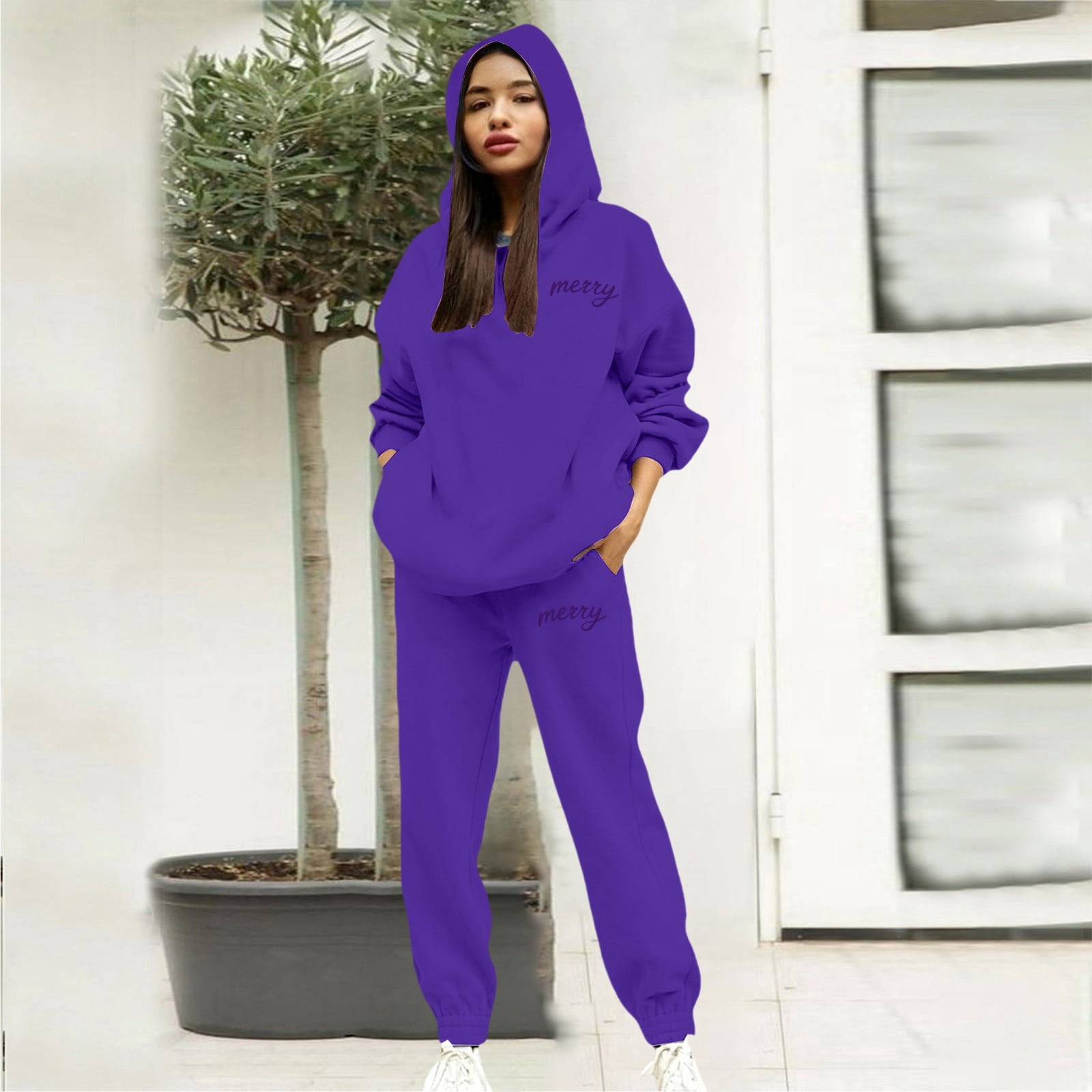 Delayuji Womens Sweatshirts and Sweatpants Sets Hoodies and Pants Set ...