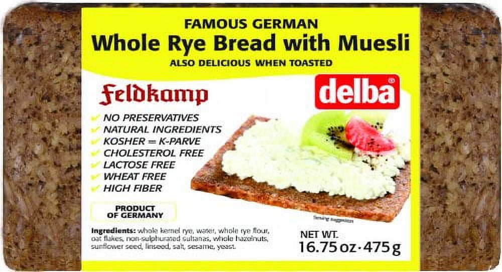 Delba Famous German Whole Rye Bread with Muesli, 16.75 Ounce (Pack of ...