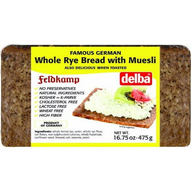 Delba Famous German Whole Rye Bread with Muesli, 16.75 Ounce (Pack of ...