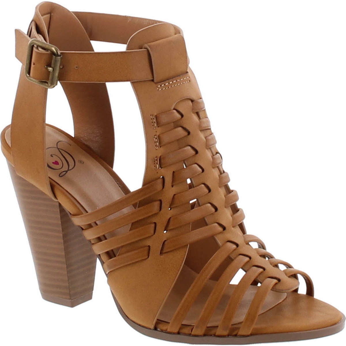 Delcious Women's Aliya Strappy Gladiator Open Toe Stacked Heel Sandal ...