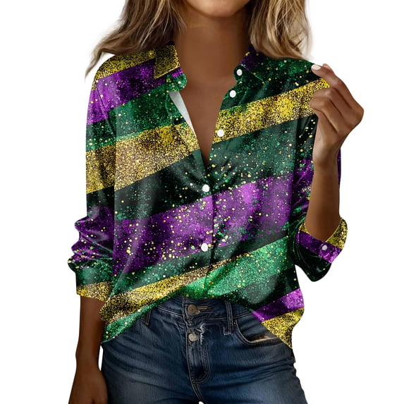 Delconic Long Sleeve Button Down Shirt for Women Harlequin Diamond ...