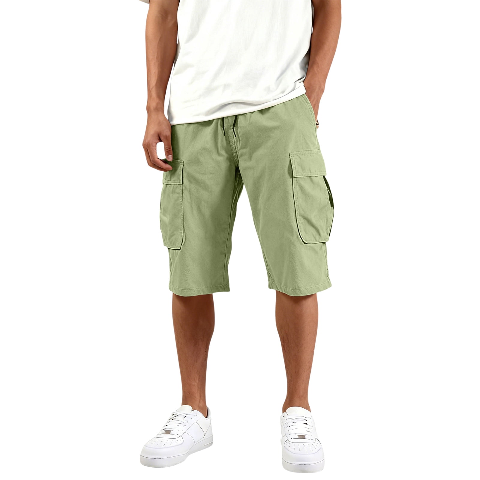 Delconic Men Cargo Shorts Relaxed Fit with Multi Pockets Knee Length ...