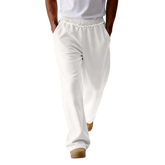 Delconic Men's Loose Casual Drawstring Elastic Waist Wide Leg ...