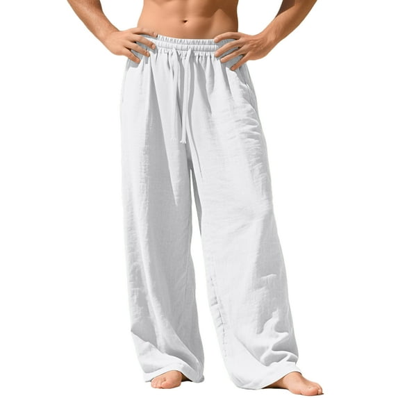 Delconic Men's Relaxed-Fit Drawstring Straight-Leg Pants White 2XL ...