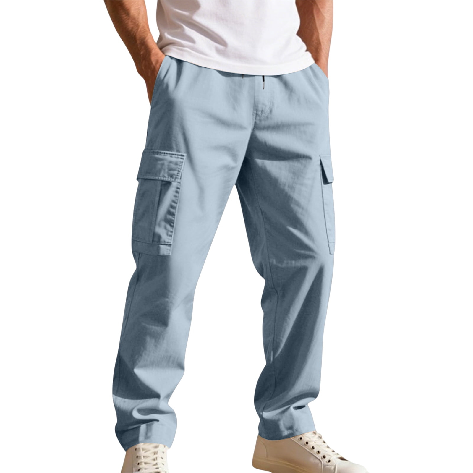 Delconic Men's Workwear Casual Stretch Waistband Multi-Pocket Straight ...