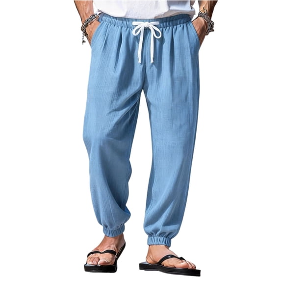 Delconic Men's -color Casual Fashion Loose Breathable Cuffed Drawstring ...