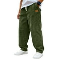 Delconic Mens Corduroy Loose Fit Trousers Drawstring Waist Casual ...