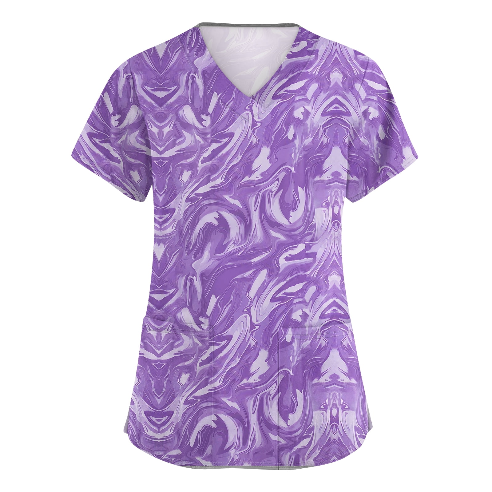Delconic Printed Scrub Tops Women Short Sleeve V Neck Plus Size Scrubs ...