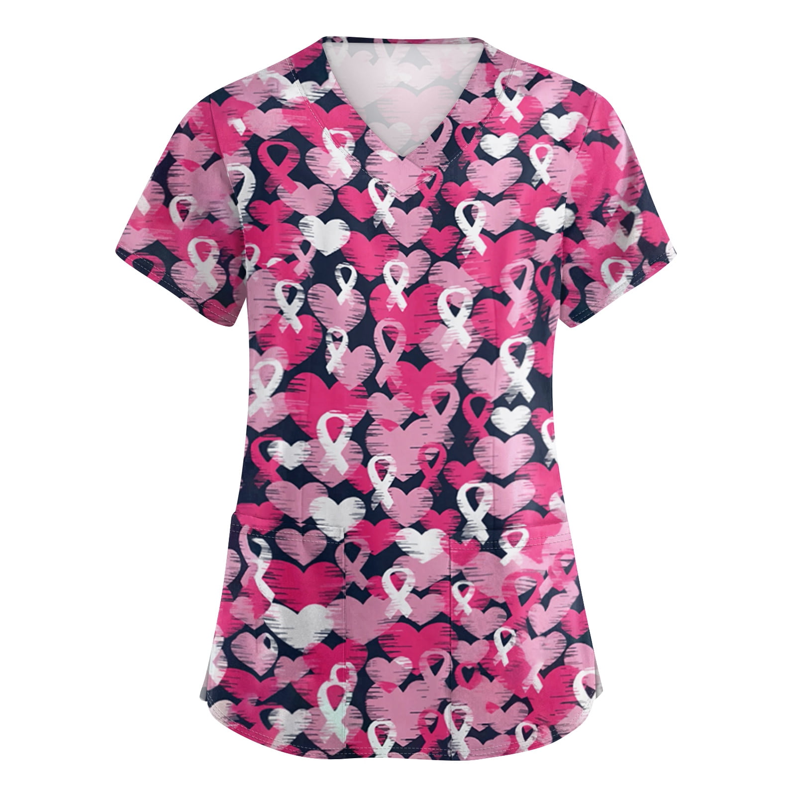 Delconic Printed Scrub Tops Women Short Sleeve V Neck Plus Size Scrubs ...
