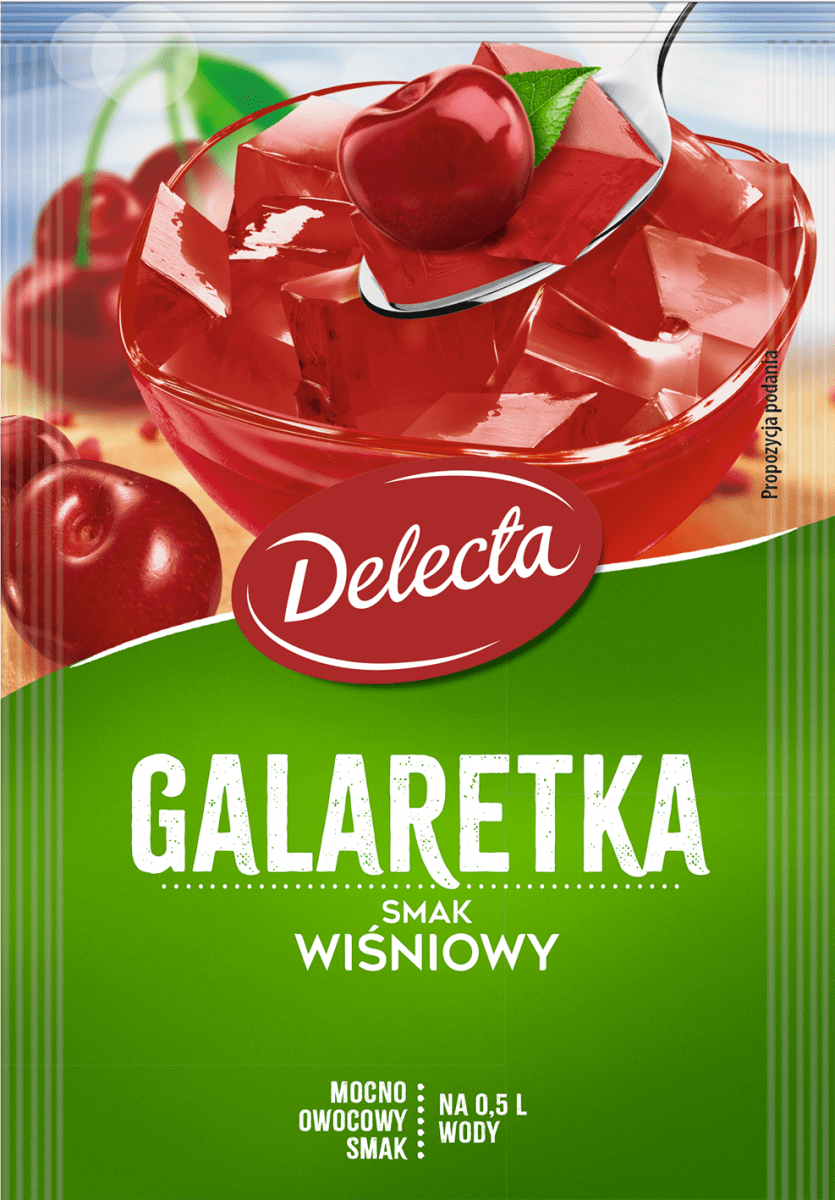 Delecta Galaretka Smak Wisniowy Cherry Jelly Mix 70g / 2.46oz Bag (5 ...