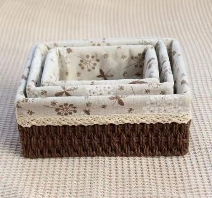 Delectable Garden Handmade Wicker Baskets, Set of 3, with Floral ...