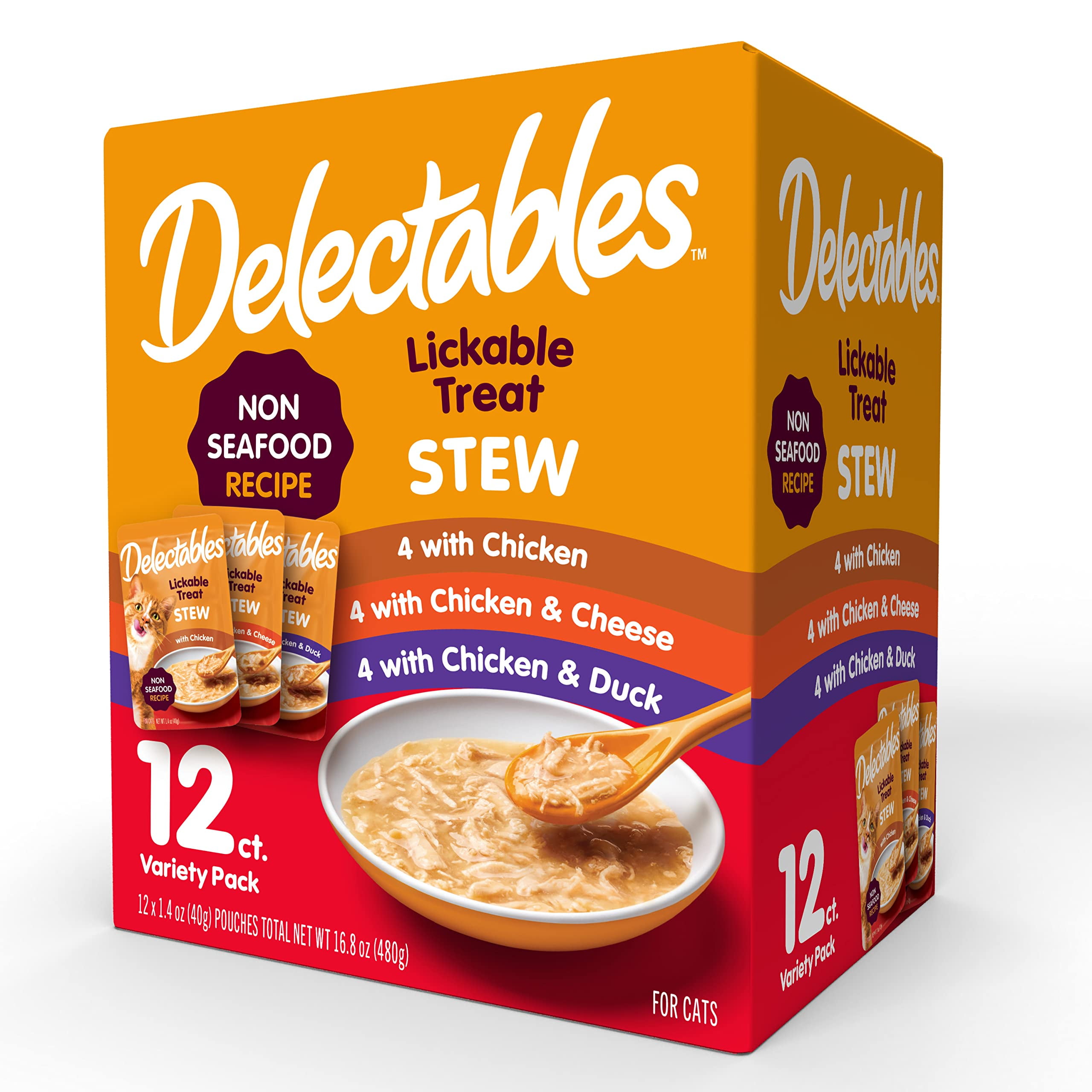 Delectables Non-Seafood Stew Lickable Wet Cat Treats, Variety Pack, 1.4 ...