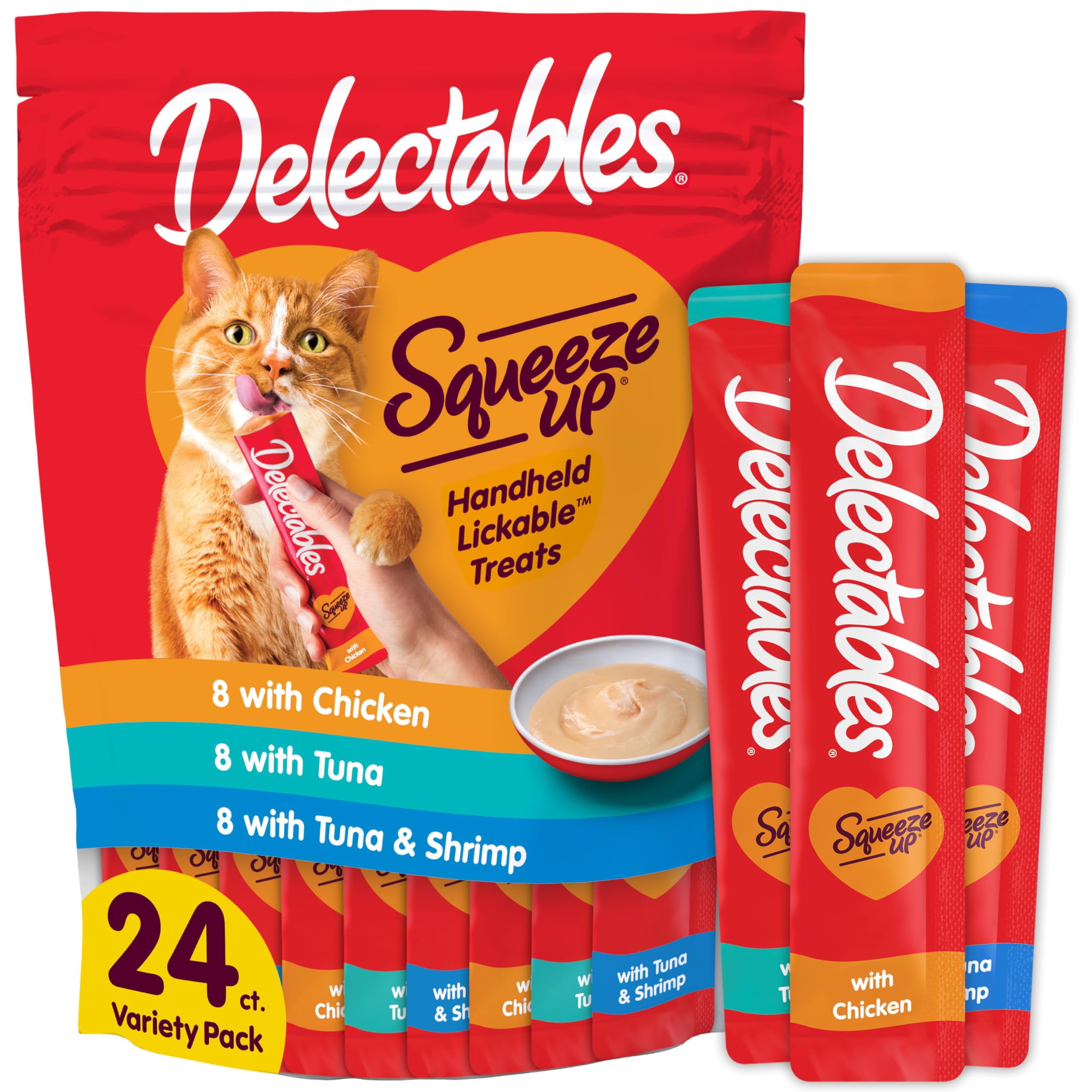 Delectables Squeeze Up Variety Pack, Creamy Squeezable Puree, Lickable ...