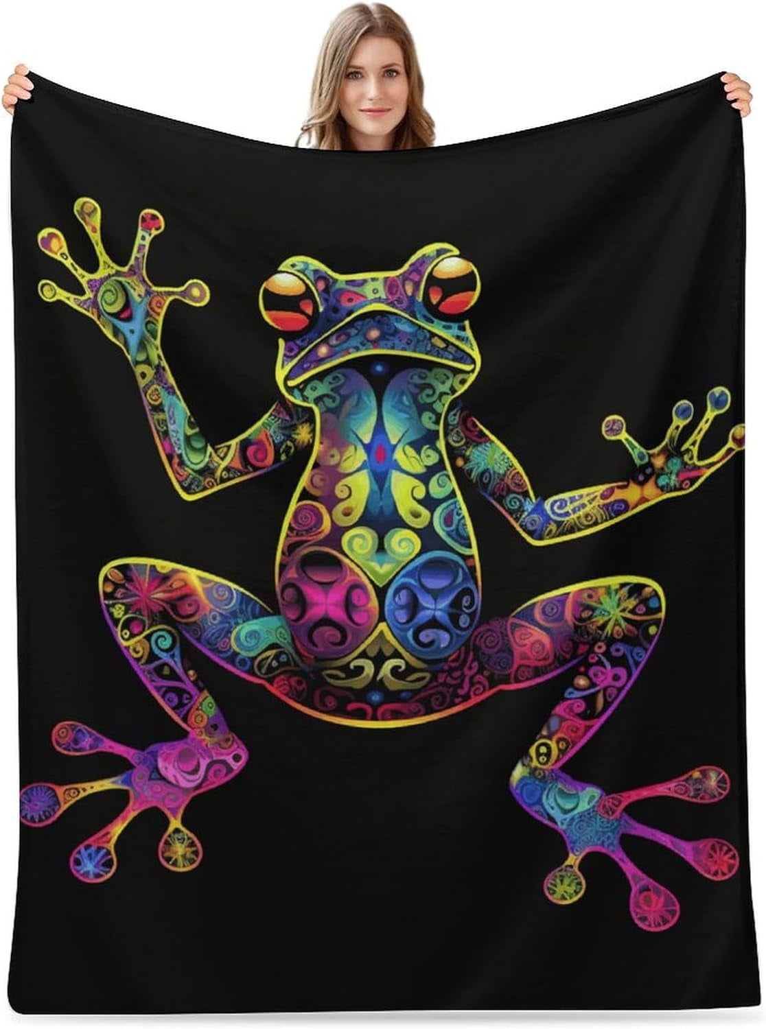 Delerain Flannel Blanket Long Tail Gecko Colorful Lightweight Cozy Bed ...