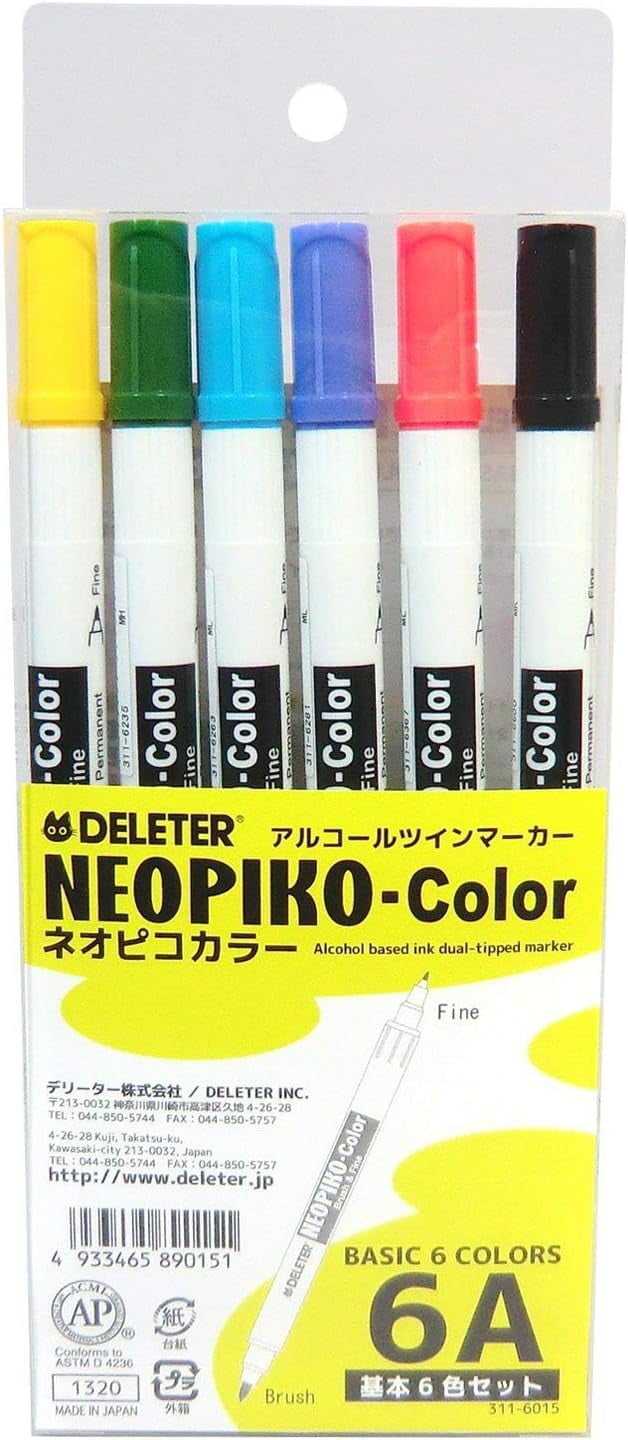 Deleter Neopiko Color (Alcohol Markers) Skin Tone 6-Color Set - Walmart.com