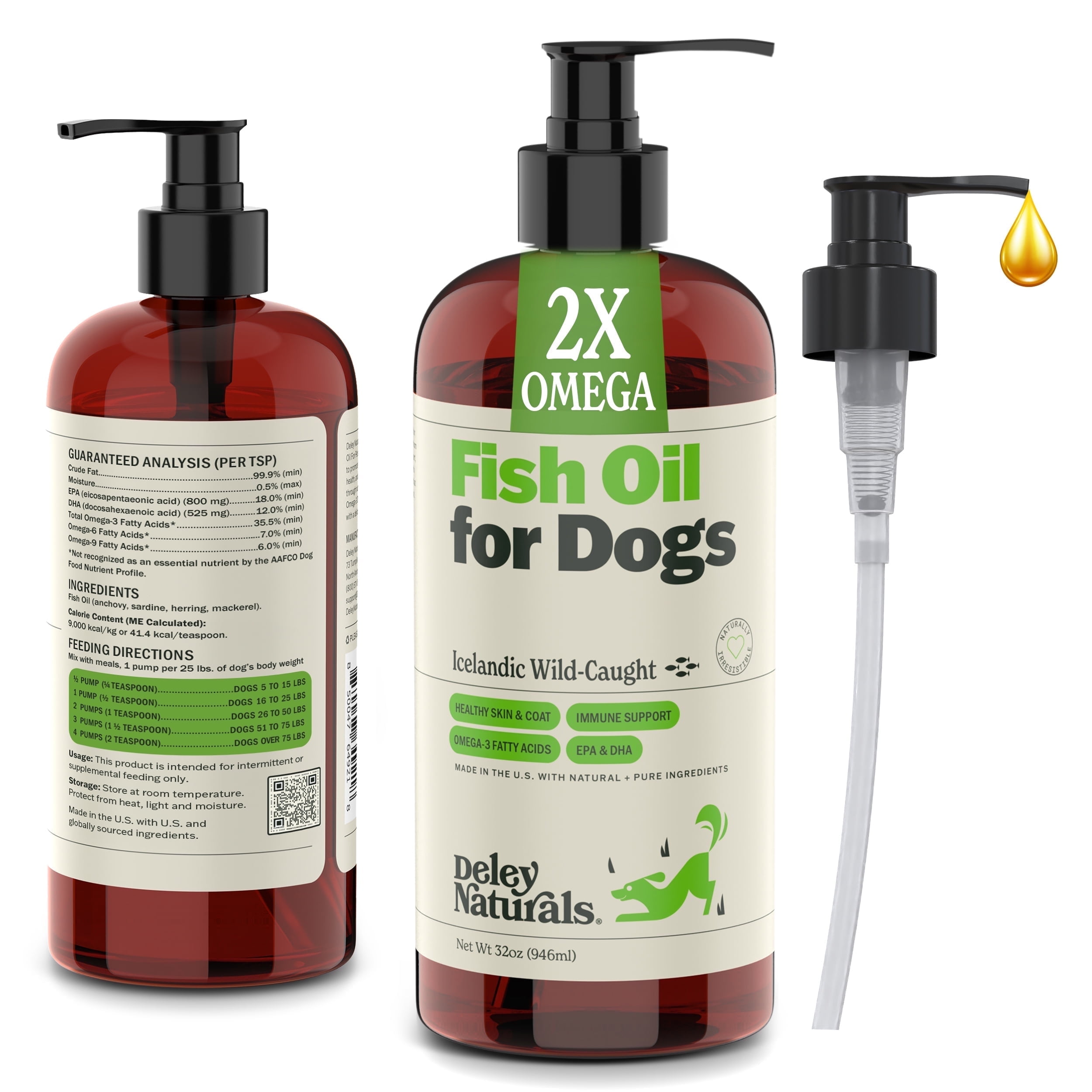 Deley Naturals Wild Caught Fish Oil for Dogs - Itch Relief for Dogs ...