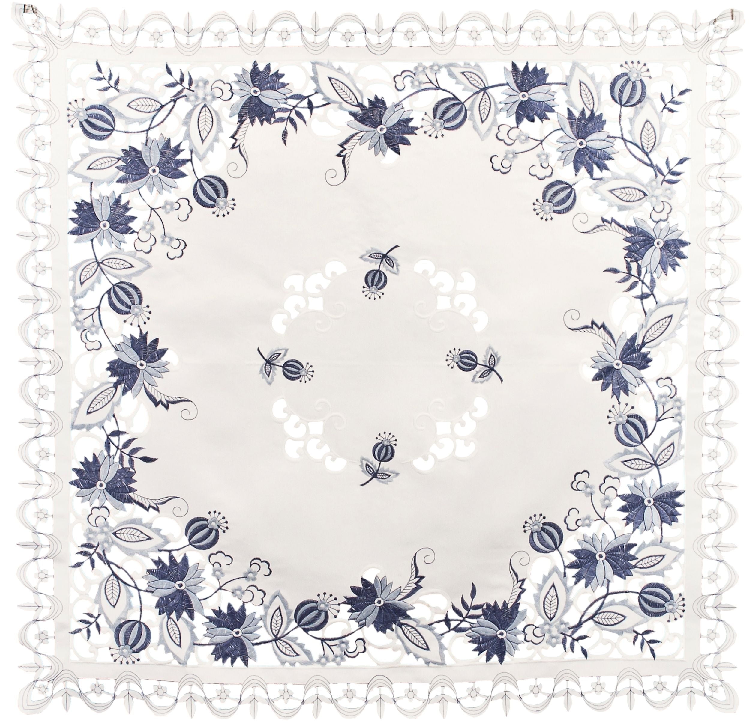 Delft Blue Onion Flower on Ivory (23" / 33" Round and Square Topper ...