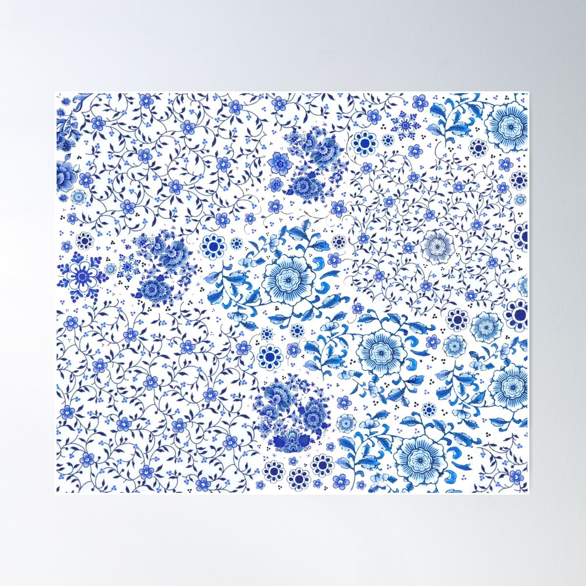 Delft Blue Print Poster Wall Art, Modern Wall Decor For Living Room ...