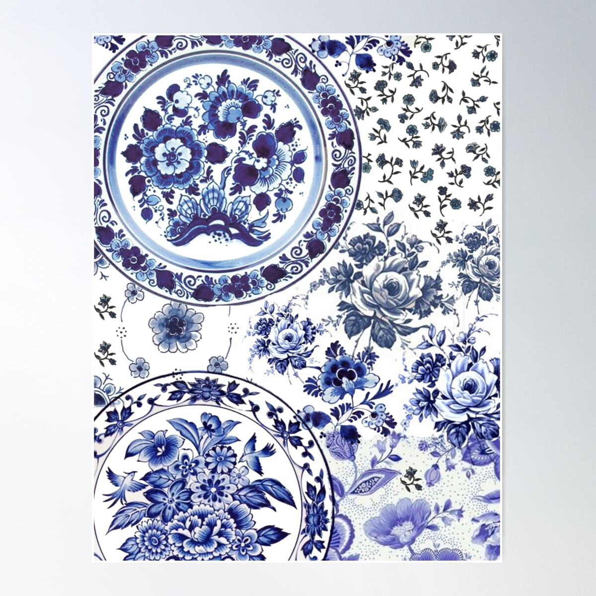 Delft Blue Print Poster Wall Art Modern Wall Decor For Living Room ...
