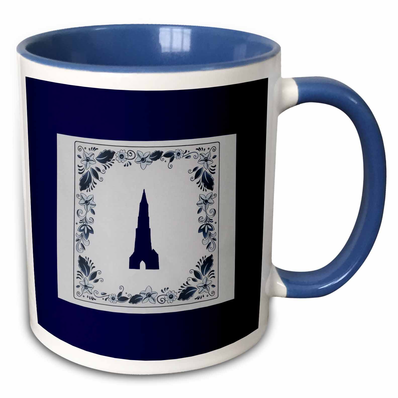 3drose, Delft Blue Tile Church, 15oz Two-tone Blue Mug - Walmart.com