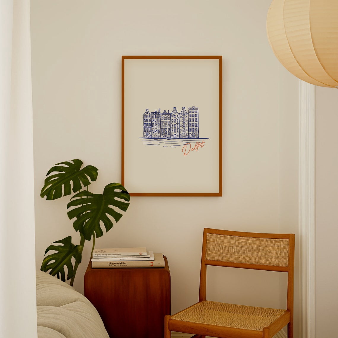 Delft City Netherlands Travel Blue Line Holland Home Decor, Unframed ...